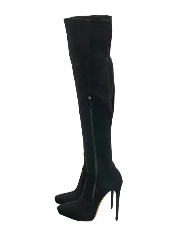 LE SILLA Suede Platform Over-the-knee Boots - Black