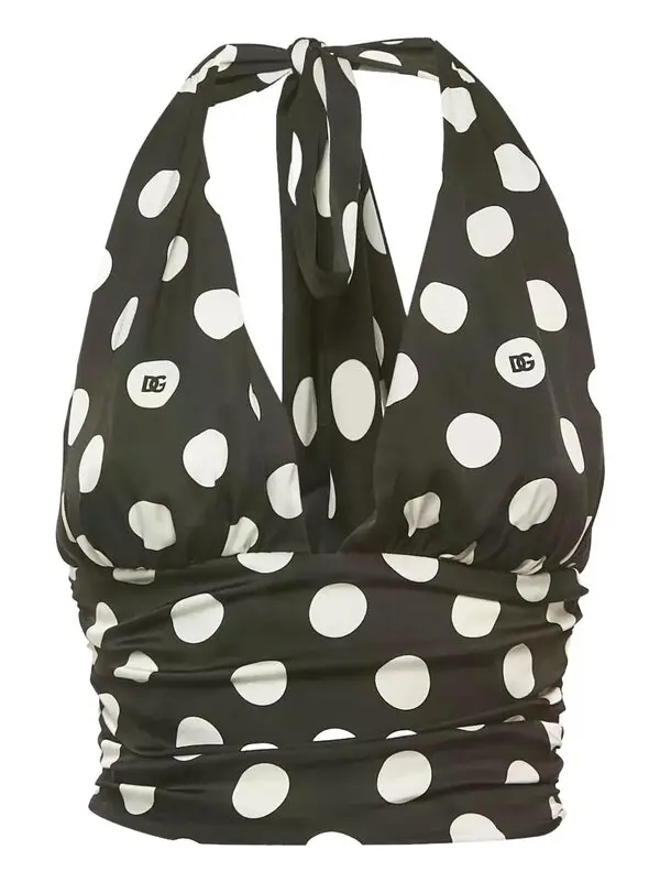 Dolce & Gabbana Polka-dot Halterneck Top - Black