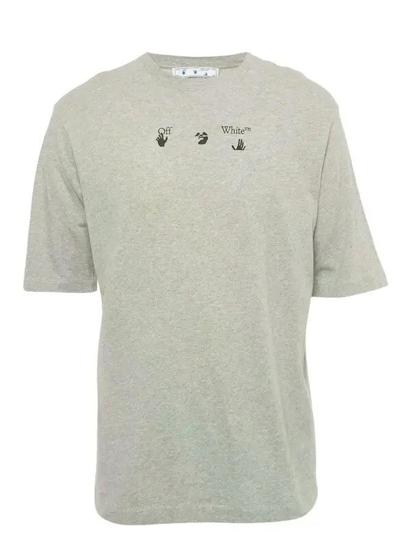 Off-White Cotton Graphic T-shirt - Grey