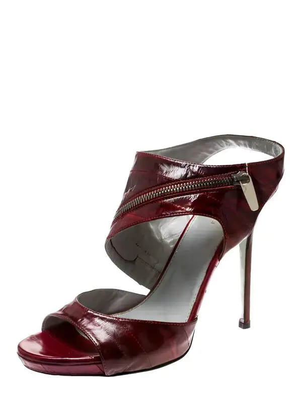 SERGIO ROSSI 130mm Zip-detailing Heeled Sandals - Red
