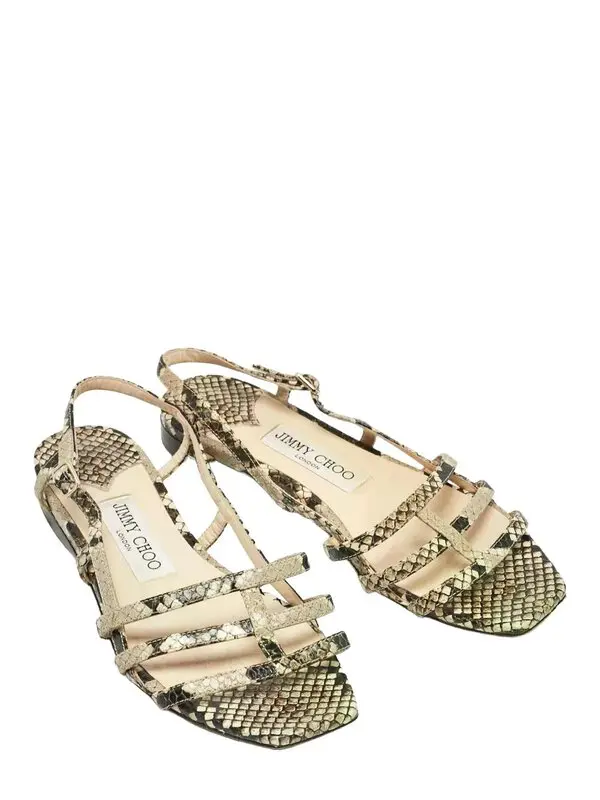 JIMMY CHOO Embossed Leather Sandals - Neutrals