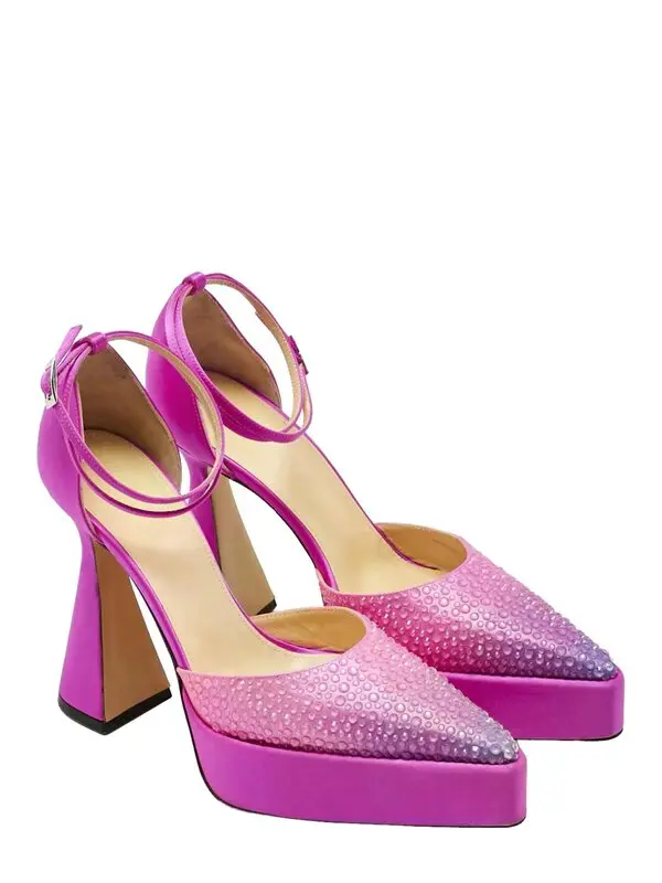 Mach & Mach Platform Crystal Pumps - Pink