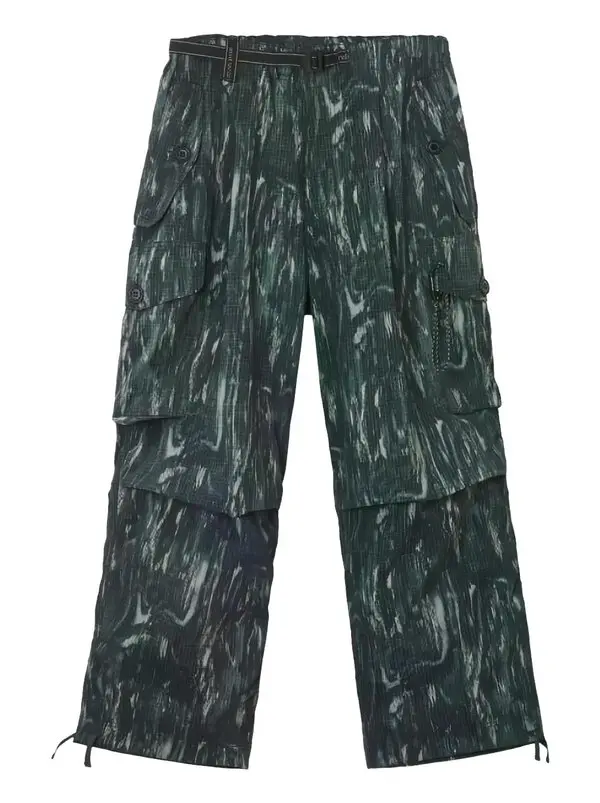 AND WANDER Patterned Cargo Trousers - Green