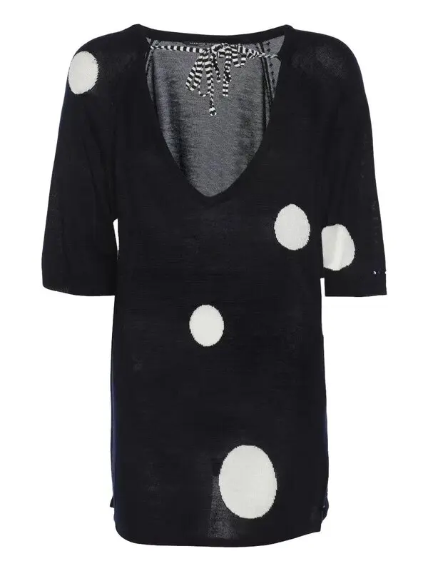 Marina Rinaldi Polka-dot Knitted Sweater - Blue