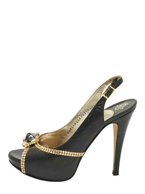 GINA Open-toe Leather Sandals - Black