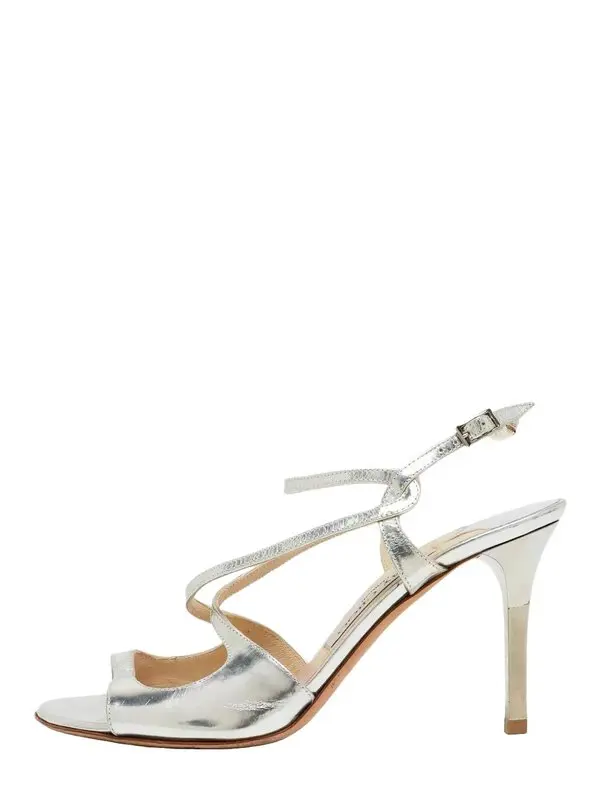 JIMMY CHOO 80mm Leather Strappy Sandals - Silver