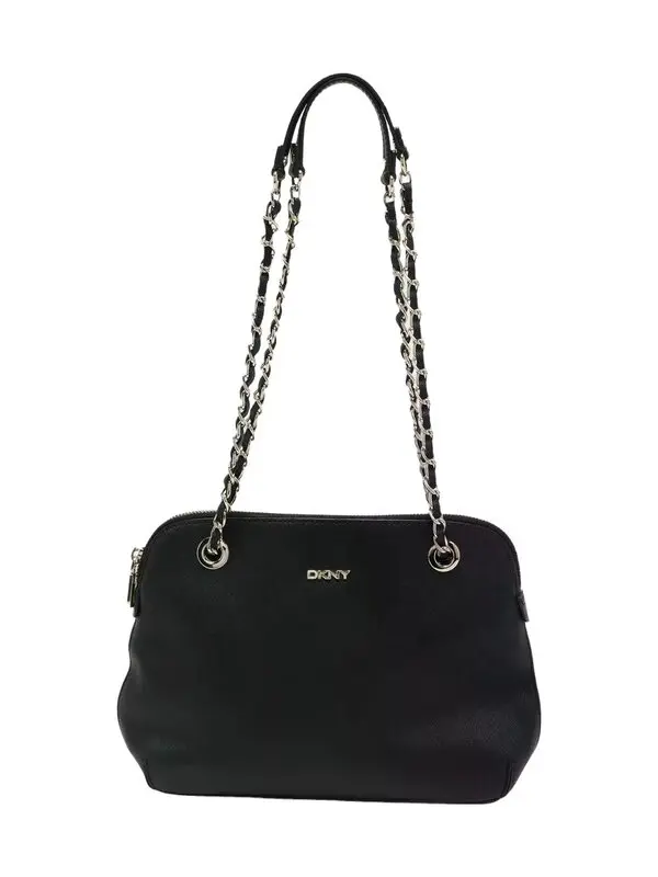 Dkny Leather Satchel With Chain Strap - Black