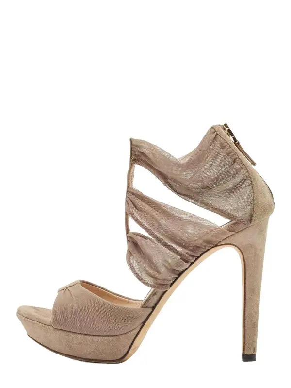 Fendi Mesh And Suede Sandals - Neutrals