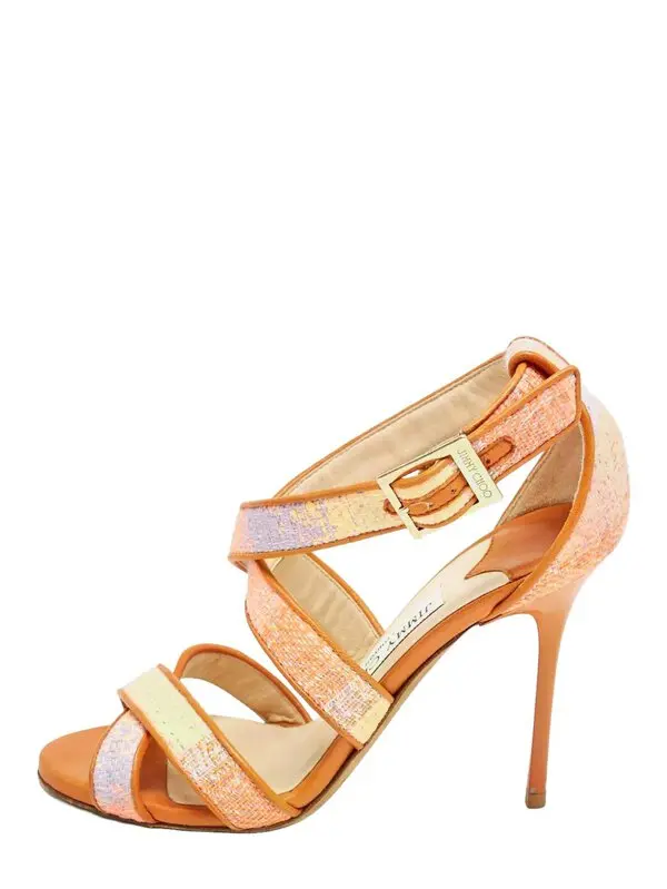 JIMMY CHOO 95mm Lou Leather Sandals - Orange