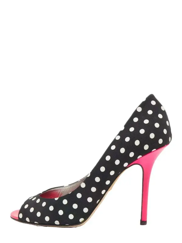 GINA 110mm Polka-dot Peep-toe Pumps - Black