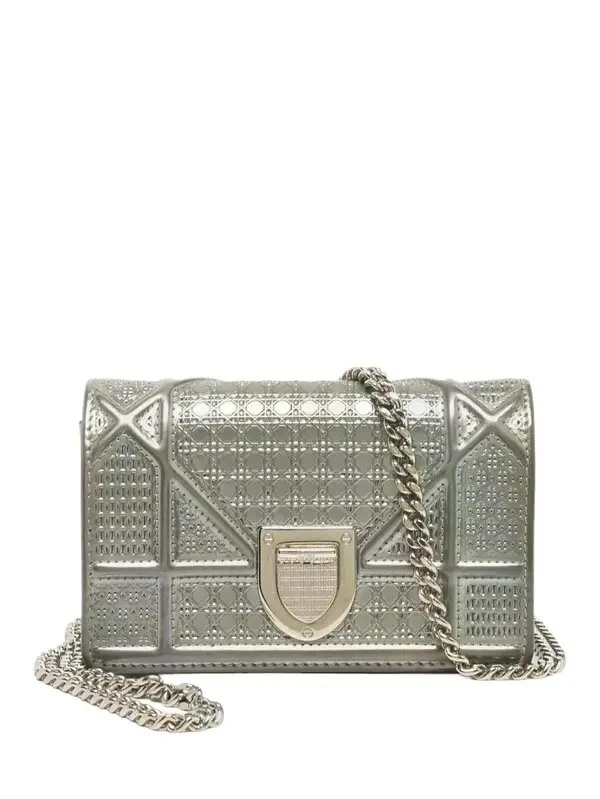 Dior Baby Diorama Leather Cross Body Bag - Silver