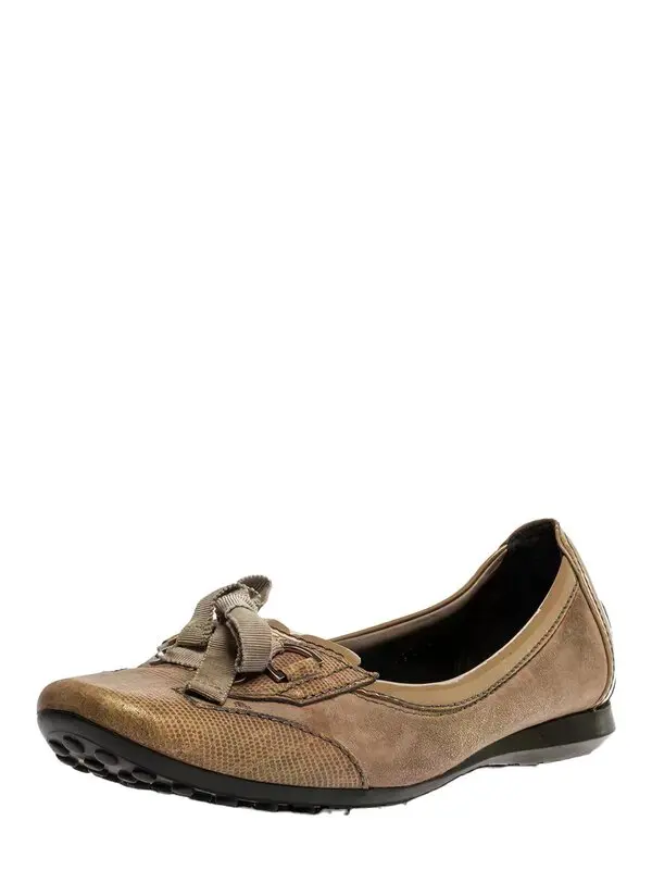 TOD'S Patent Leather Suede Bow Flats - Neutrals