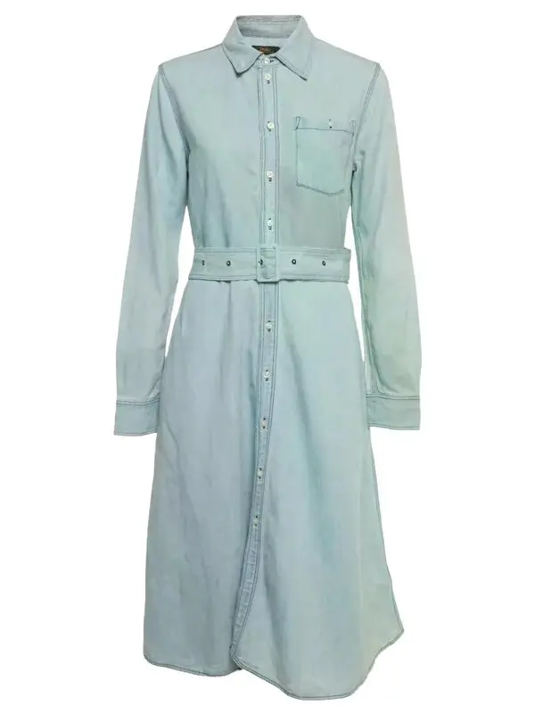 Polo Ralph Lauren Belted Button-fastening Midi Dress - Blue