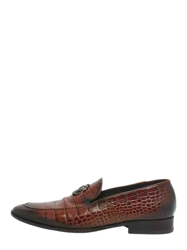 Roberto Cavalli Croc-embossed Leather Loafers - Brown