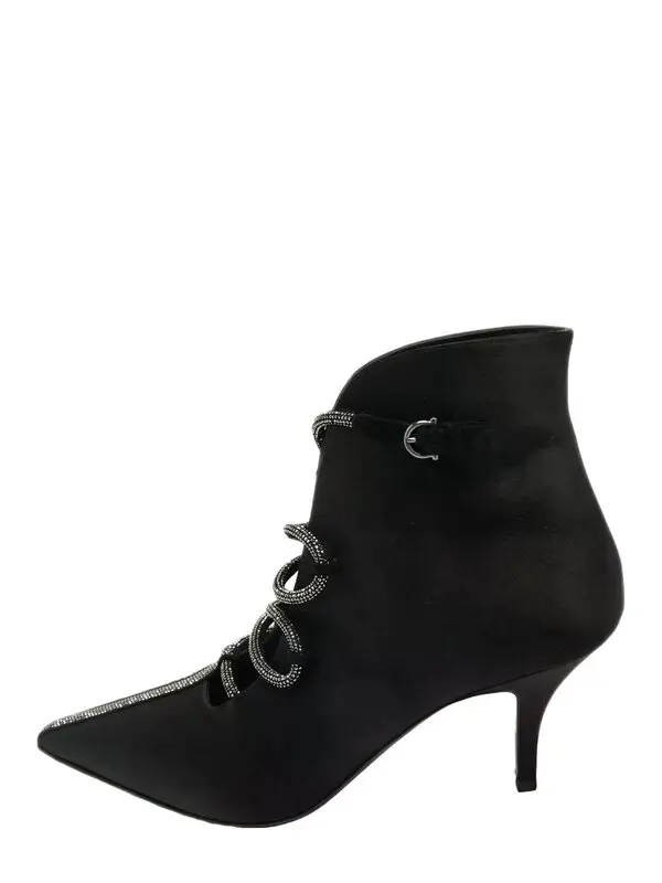 FERRAGAMO Embellished Satin Boots - Black