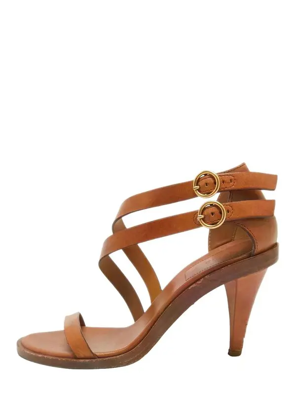 Chloé Leather Buckle Sandals - Brown