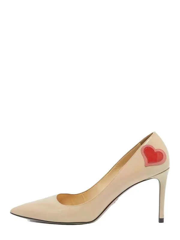 Prada Patent Leather Heart-appliqué Pumps - Neutrals