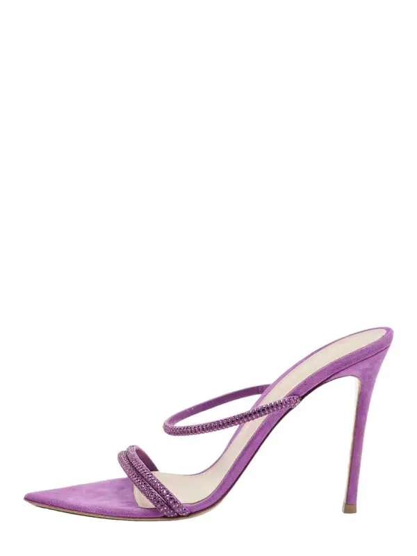 GIANVITO ROSSI Leather Crystal-embellished Sandals - Purple