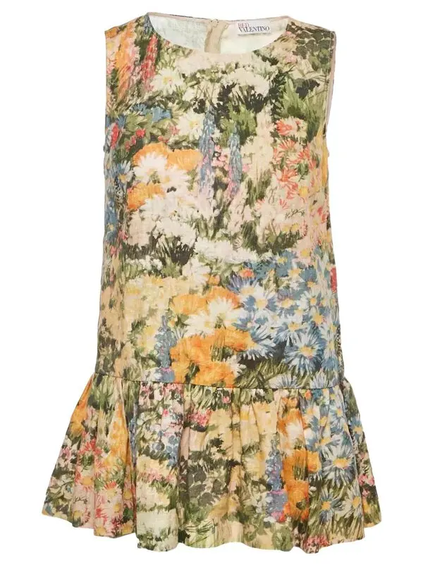Valentino Garavani A-line Floral Print Dress - Neutrals