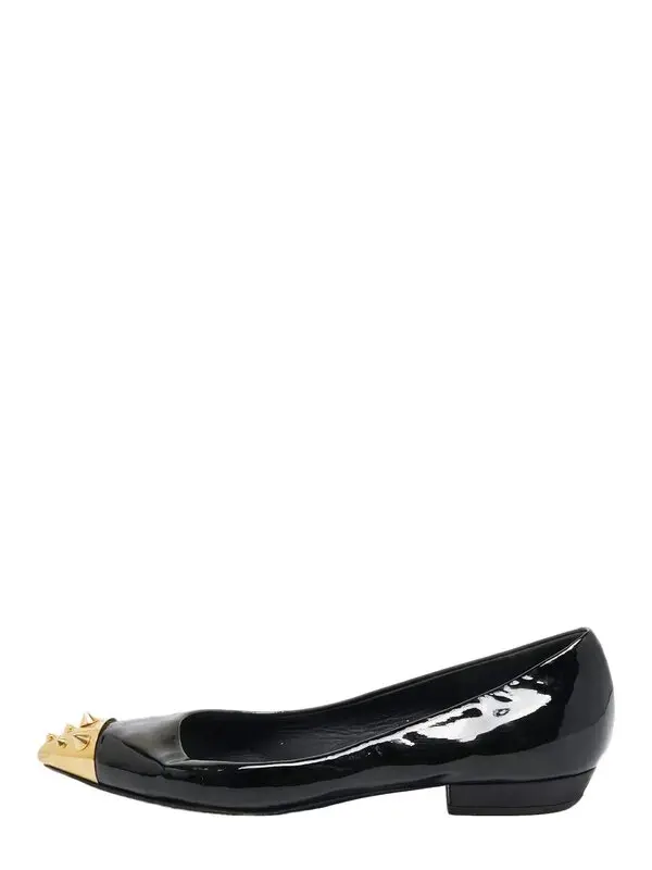 GIUSEPPE ZANOTTI Gold Studs Leather Ballet Flats - Black