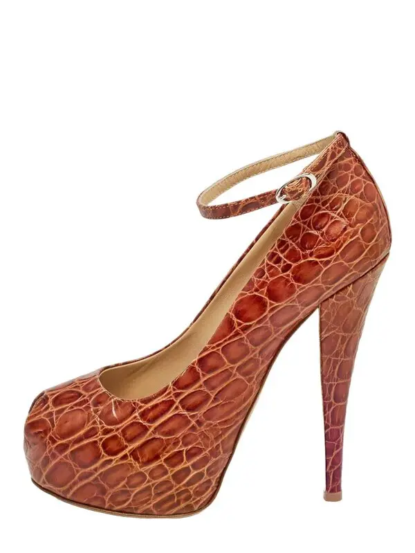 GIUSEPPE ZANOTTI 140mm Crocodile-effect Pumps - Brown