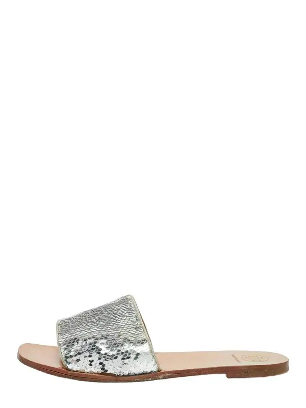 Tory Burch Sequin-embellished Flat Sandals - Silver