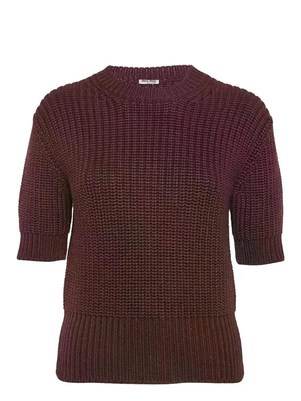 Miu Miu Ribbed Knit T-shirt - Red