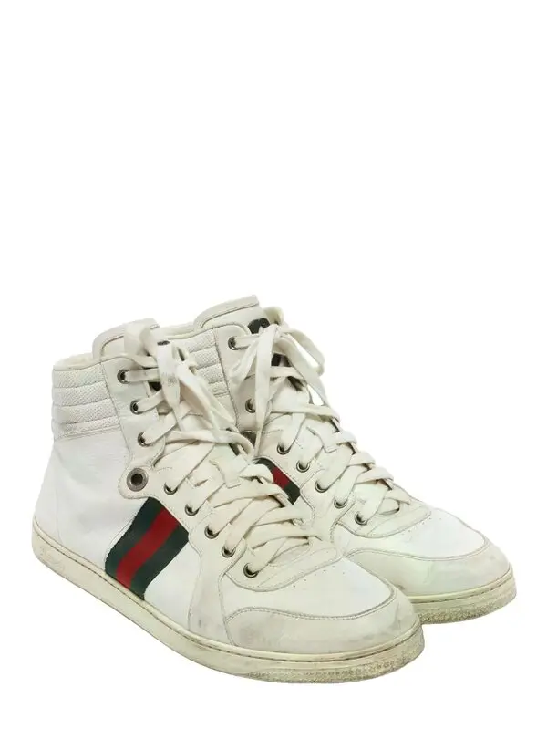 Gucci Gg Web High-top Sneakers - White