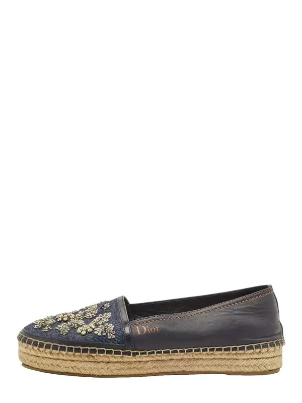 Dior Floral-embroidered Espadrilles - Black