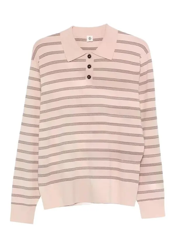 THE GARMENT Madison Striped Polo Top - Pink