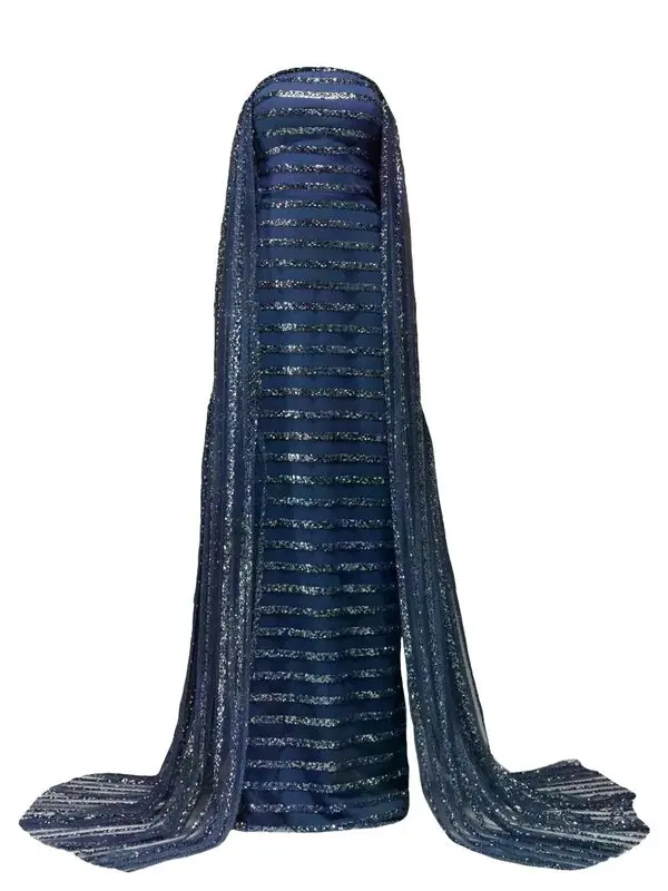 THA SEEN Crystal-embellished Maxi Dress - Blue