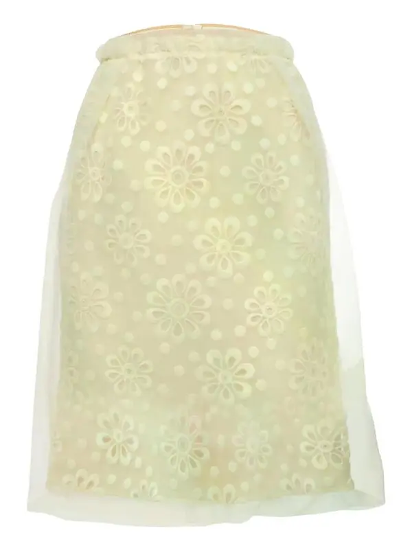 LOUIS VUITTON Organza Floral Embroidery Mini Skirt - Yellow