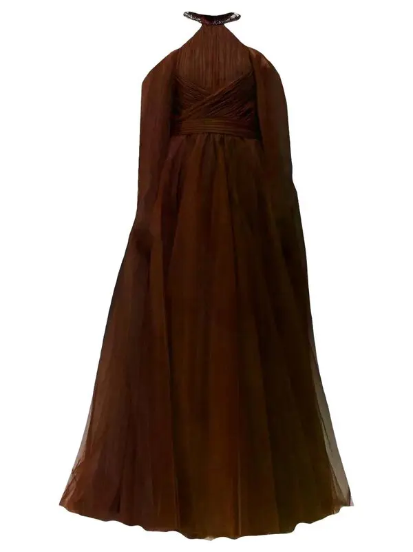 THA SEEN Draped-detail Maxi Dress - Brown