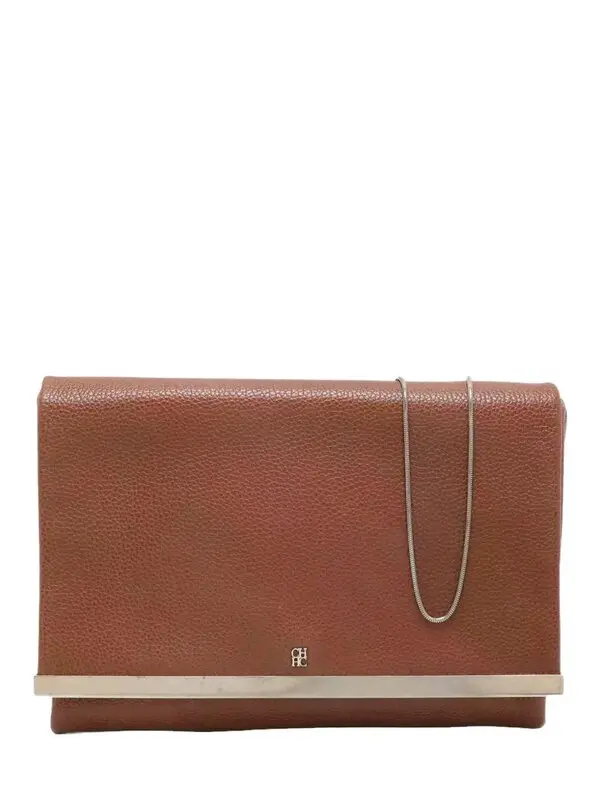 Carolina Herrera Chain Leather Clutch - Brown