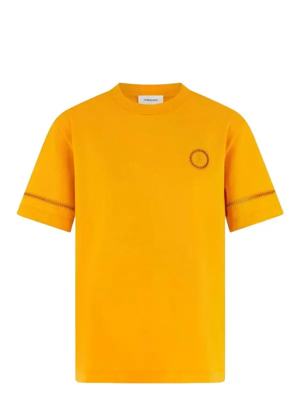 FERRAGAMO Logo-embellished Crew-neck T-shirt - Yellow