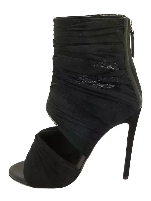 GIUSEPPE ZANOTTI Draped Peep-toe Heeled Boots - Black