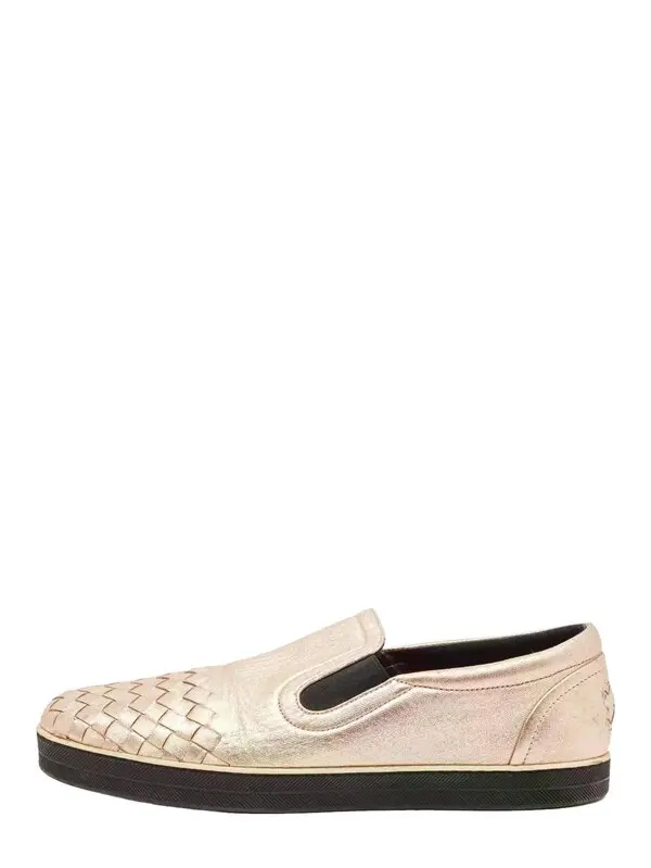 Bottega Veneta Intrecciato Leather Metallic Slip-ons - Pink
