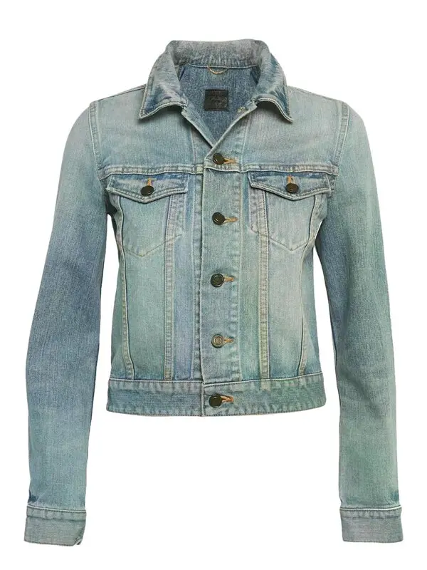 Saint Laurent Appliqué Denim Jacket - Blue