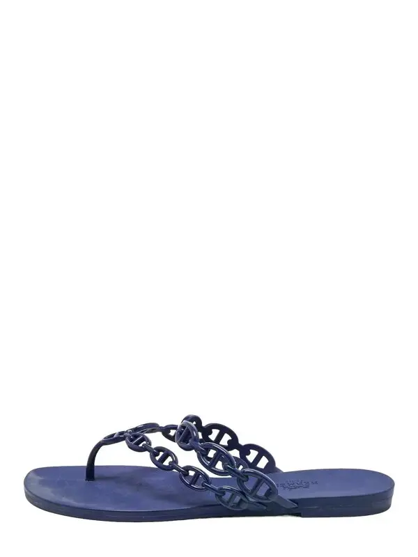 Hermès Chain-embellished Rubber Flip-flops - Blue