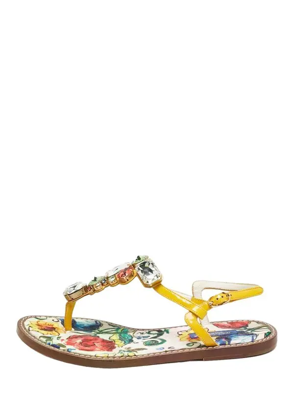 Dolce & Gabbana Crystal-embellished Floral-print Sandals - Yellow
