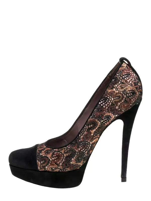 Missoni Lace And Suede Platform Pumps - Black