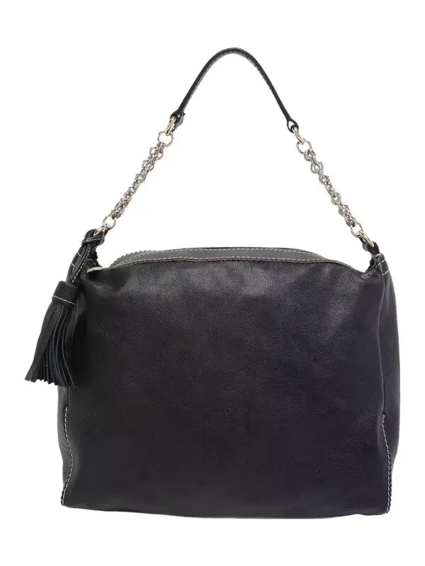 Carolina Herrera Leather Tassel Shoulder Bag - Black