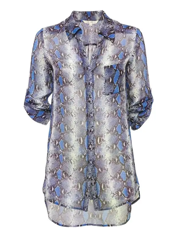 Diane Von Furstenberg Snakeskin-print Silk Shirt - Blue