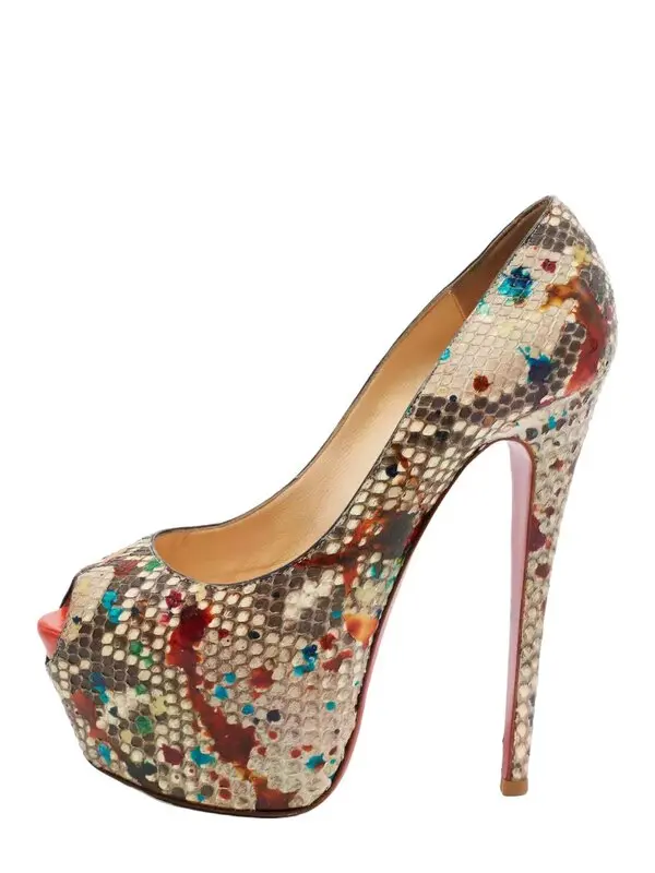CHRISTIAN LOUBOUTIN 155mm Python-embossed Platform Pumps - Neutrals