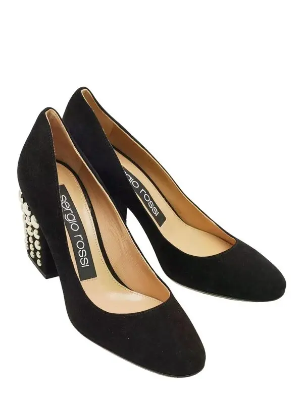 SERGIO ROSSI 75mm Studded Block-heel Pumps - Black