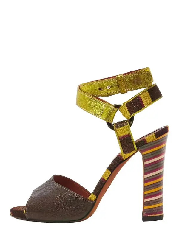 Missoni 120mm Leather Striped Heel Sandals - Brown