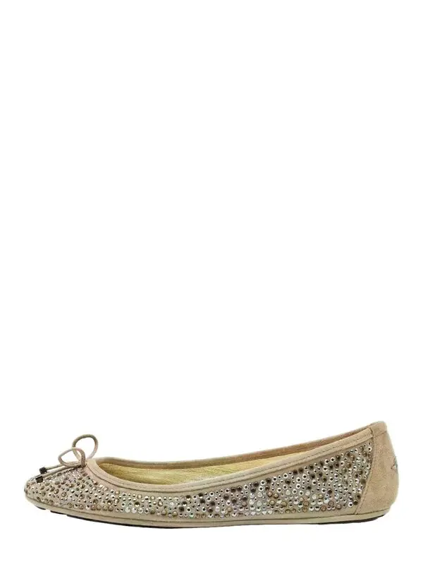JIMMY CHOO Crystal Bow Ballet Flats - Neutrals