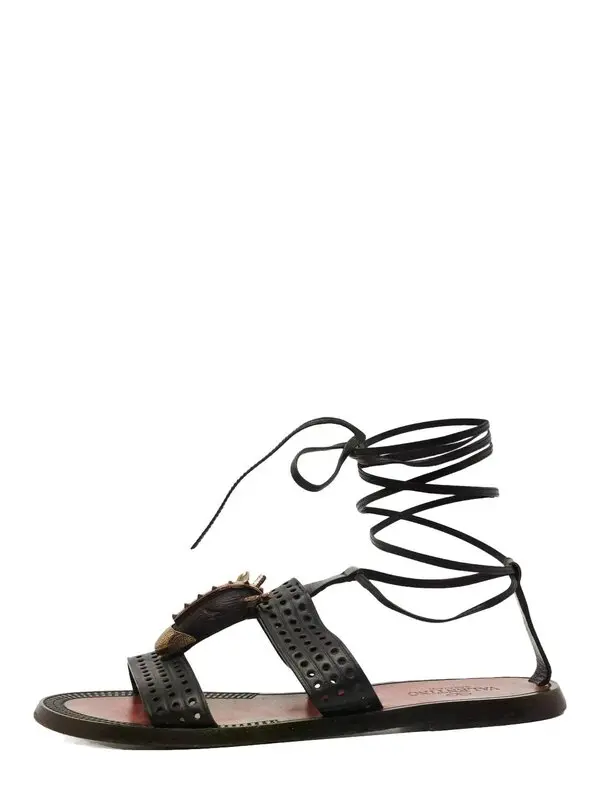 Valentino Garavani Lace-up Leather Sandals - Black