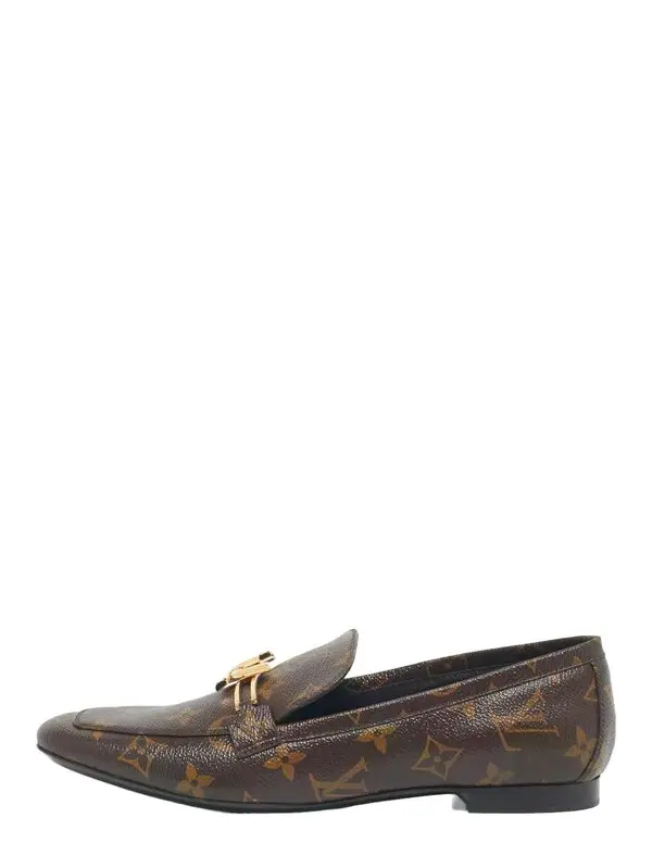 LOUIS VUITTON Coated-canvas Logo-detail Loafers - Brown