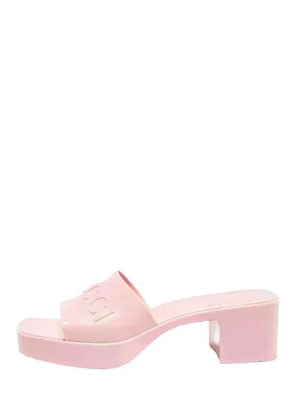 Gucci 50mm Embossed-logo Platform Slides - Pink